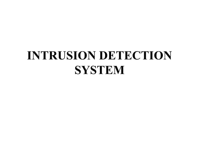 Intrusion detection system | PPT