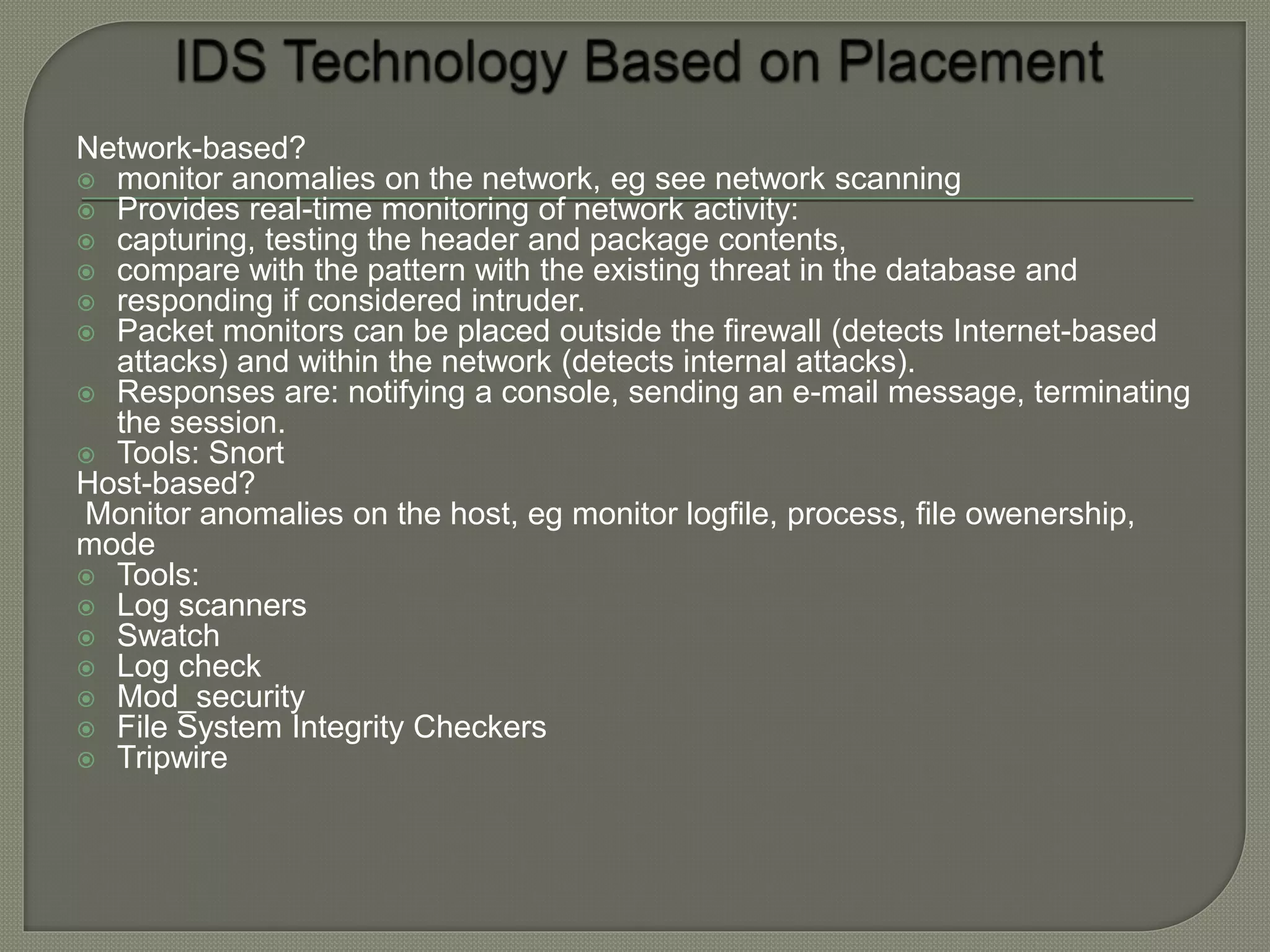 Intrusion detection system IDS | PPTX
