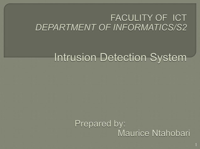Intrusion Detection System Ids Pptx
