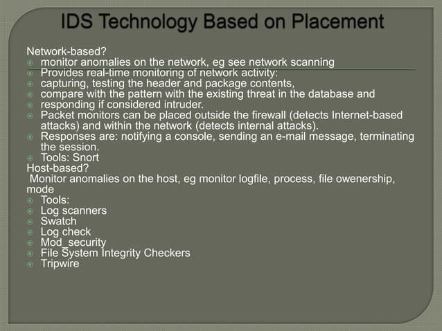 Intrusion detection system IDS | PPTX