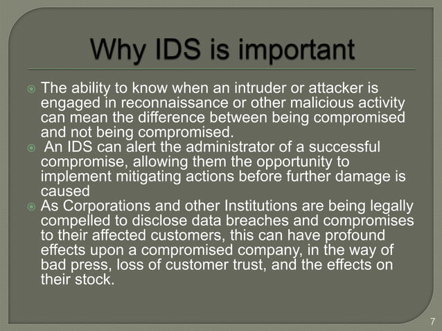 Intrusion detection system IDS | PPTX