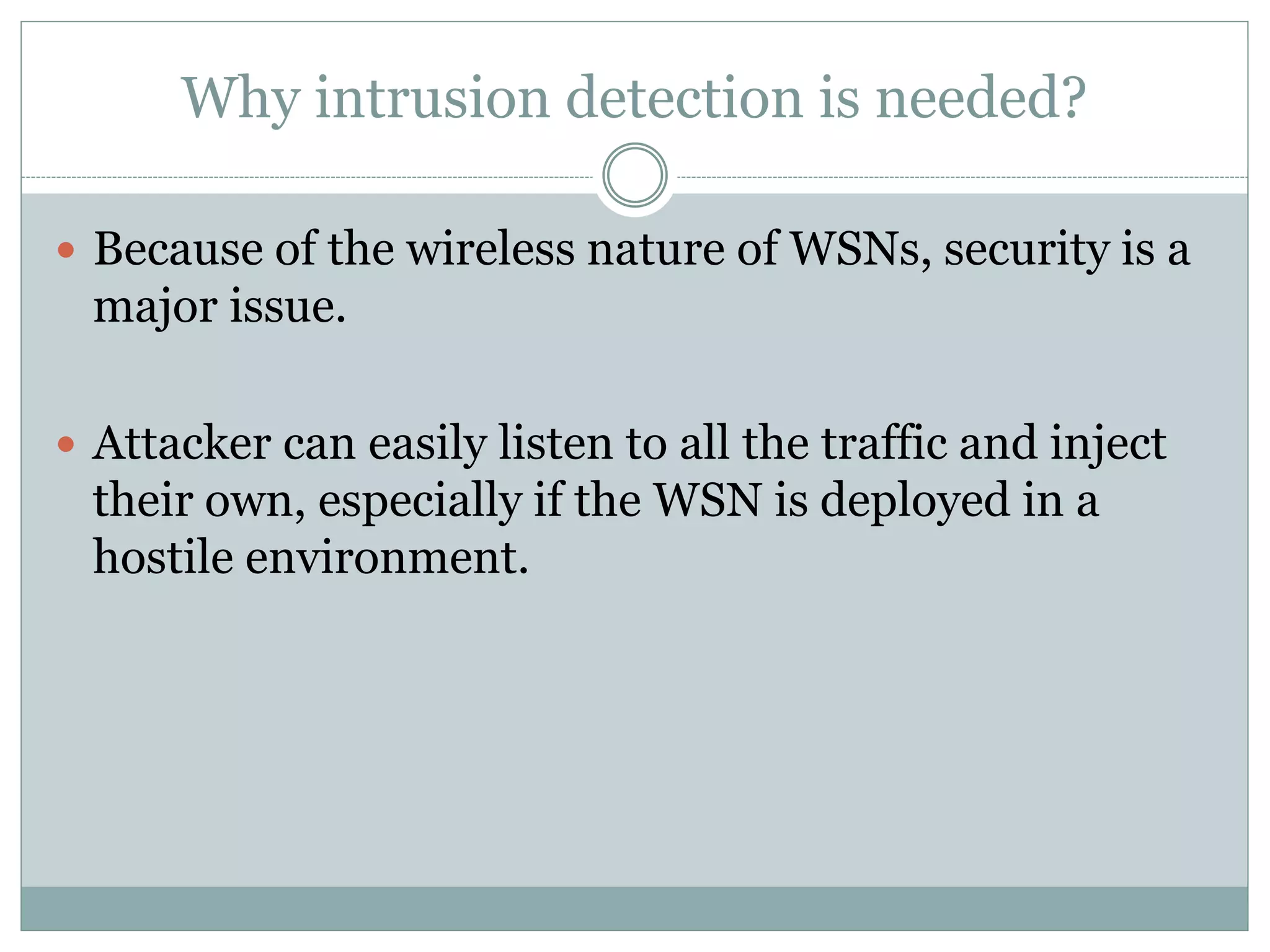 Intrusion detection systems in wireless sensor networks | PPTX