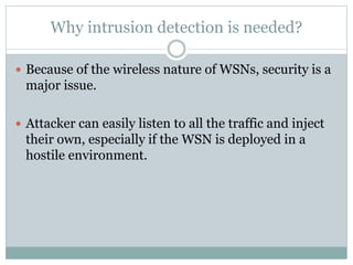 Intrusion detection systems in wireless sensor networks | PPTX