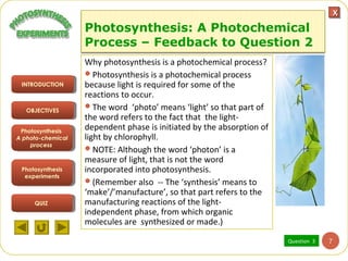 Integrated sc M1 Photosynthesis Experiments | PPT
