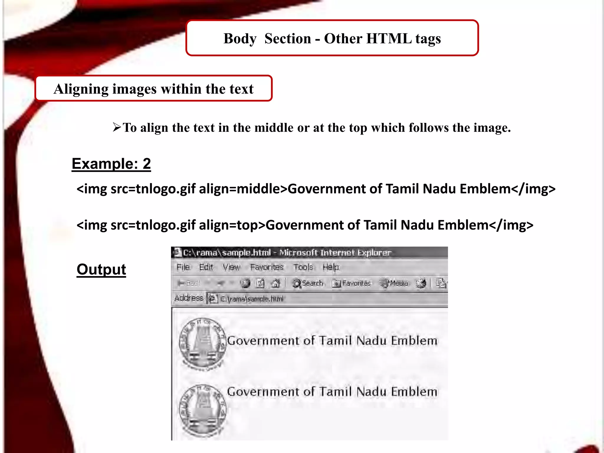 Body Section in HTML - R.D.Sivakumar | PPT