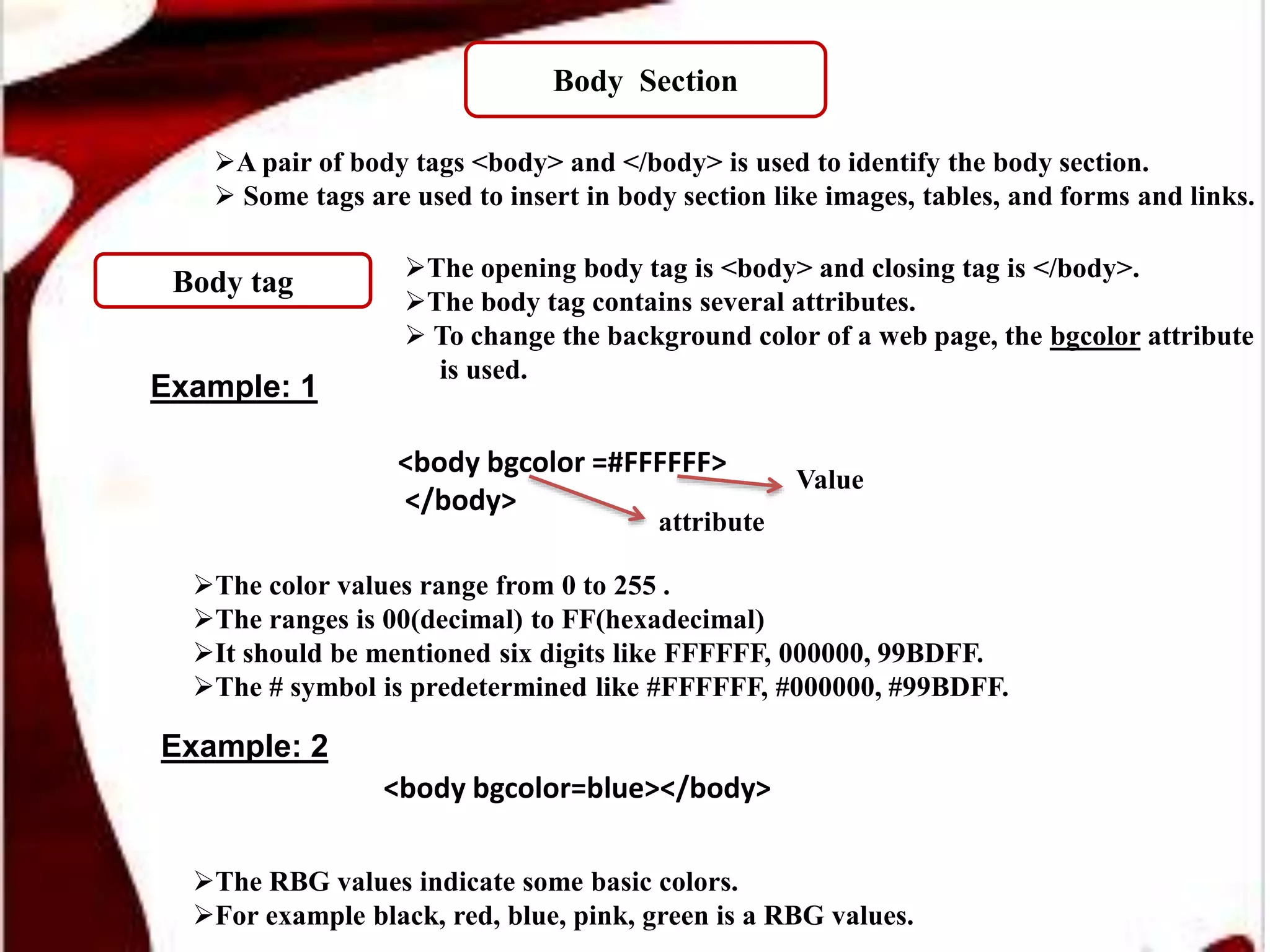 Body Section in HTML - R.D.Sivakumar | PPT