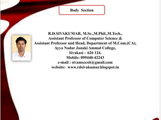 Body Section in HTML - R.D.Sivakumar | PPT