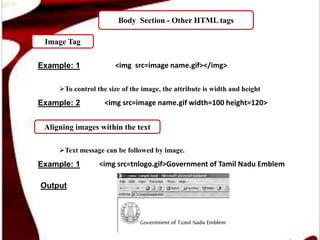 Body Section in HTML - R.D.Sivakumar | PPT
