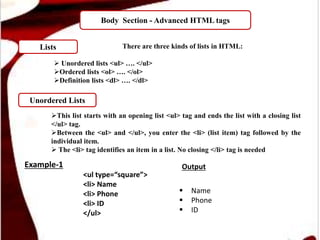 Body Section in HTML - R.D.Sivakumar | PPT