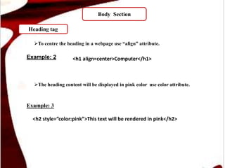 Body Section in HTML - R.D.Sivakumar | PPT