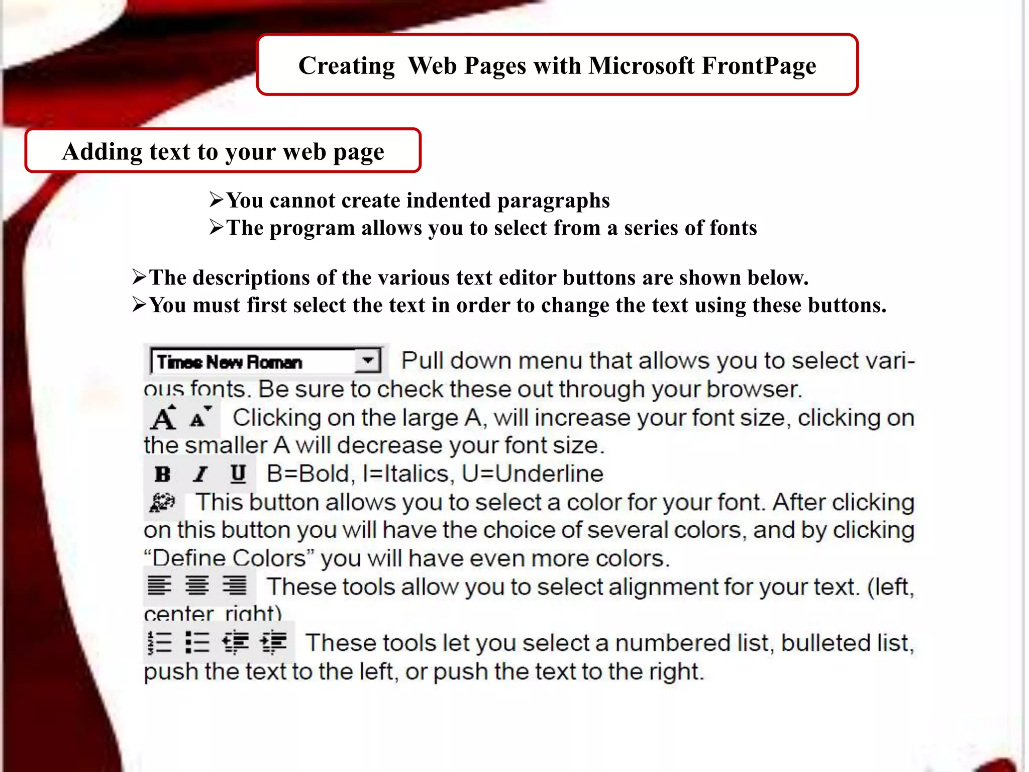 Creating Web Pages with Microsoft FrontPage - R.D.Sivakumar | PPTX