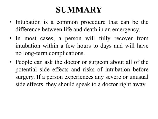 Intubation ppt | PPTX | First Aid | Injuries