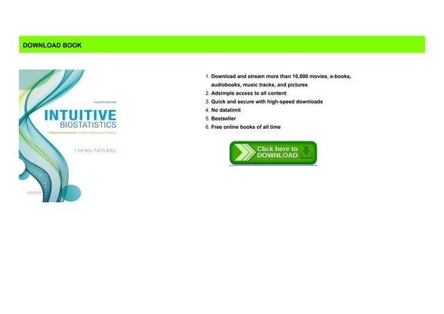 P.D.F Intuitive Biostatistics: A Nonmathematical Guide to Statistical ...