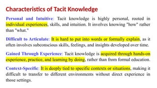Types of Knowledge: Intuitive or Tacit Knowledge | PPTX