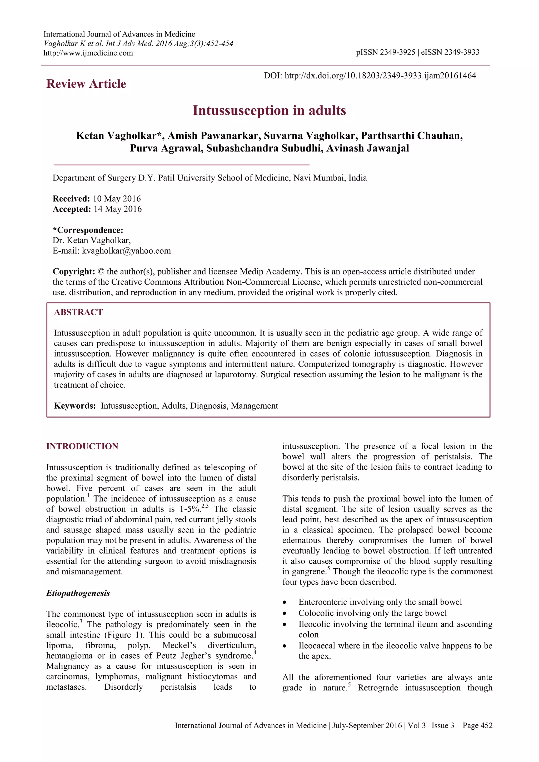 Intussusception in adults | PDF