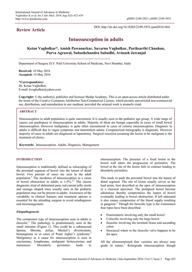 Intussusception in adults | PDF | Digestive Disorders | Diseases and ...