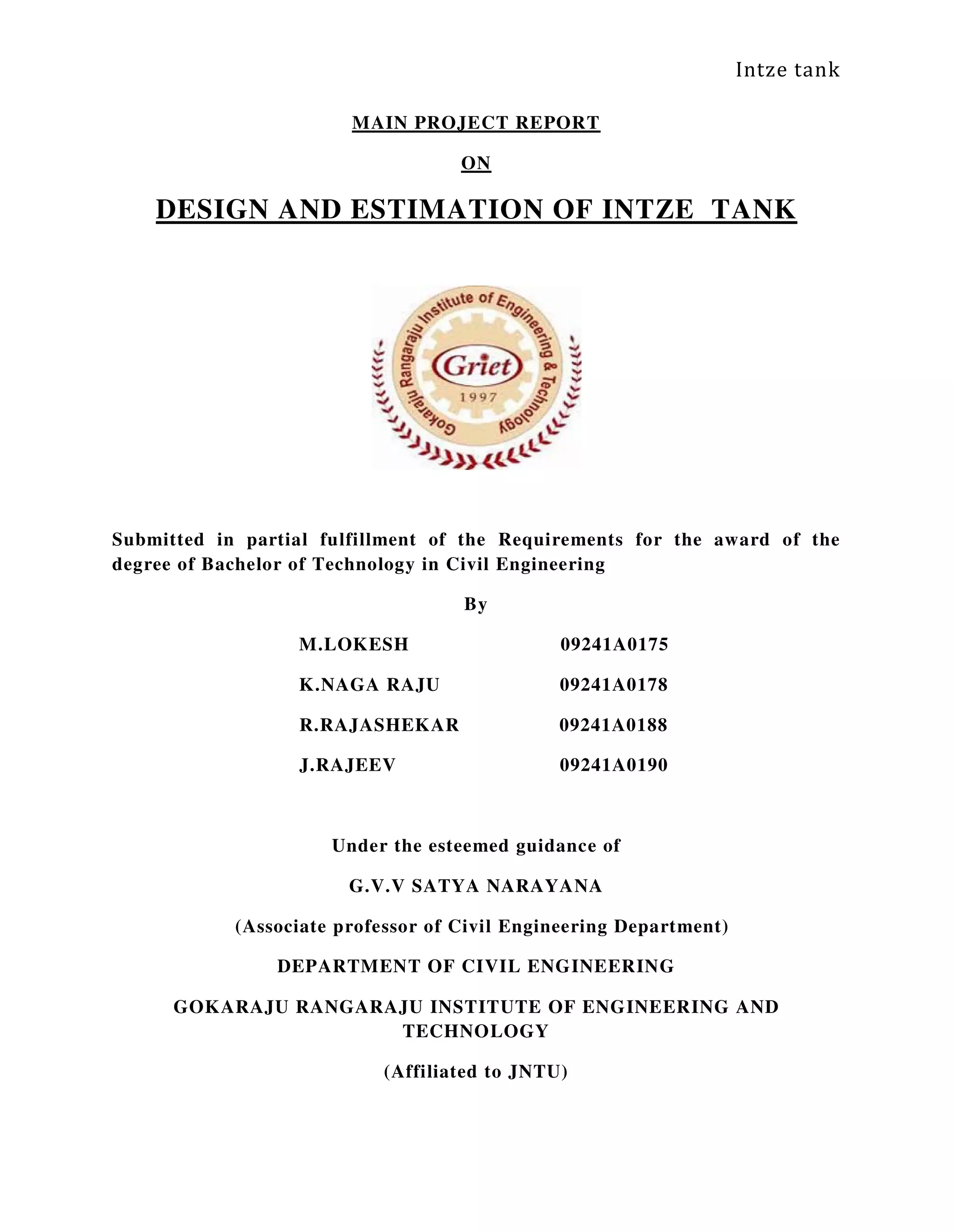 Intze tank design | PDF