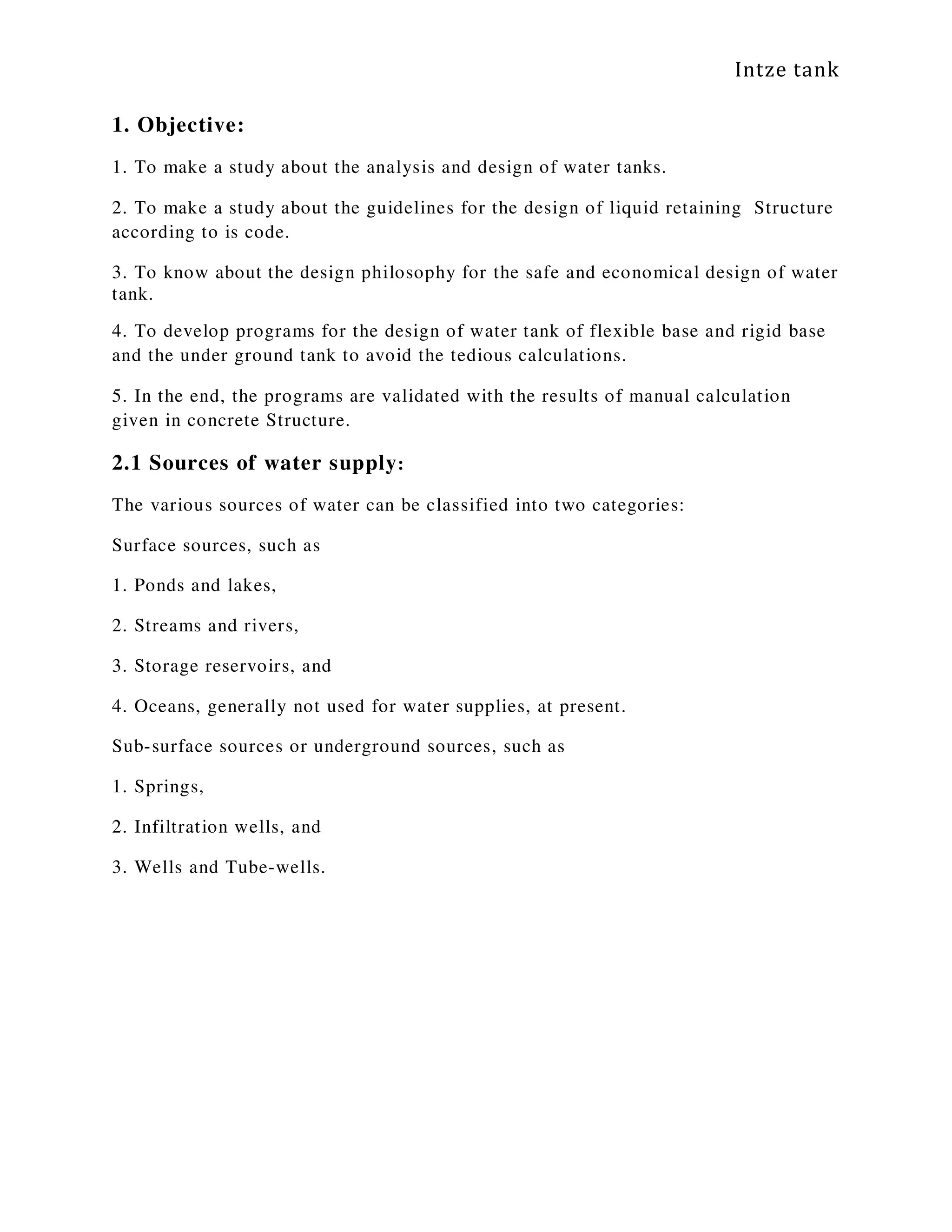 Intze tank design | PDF