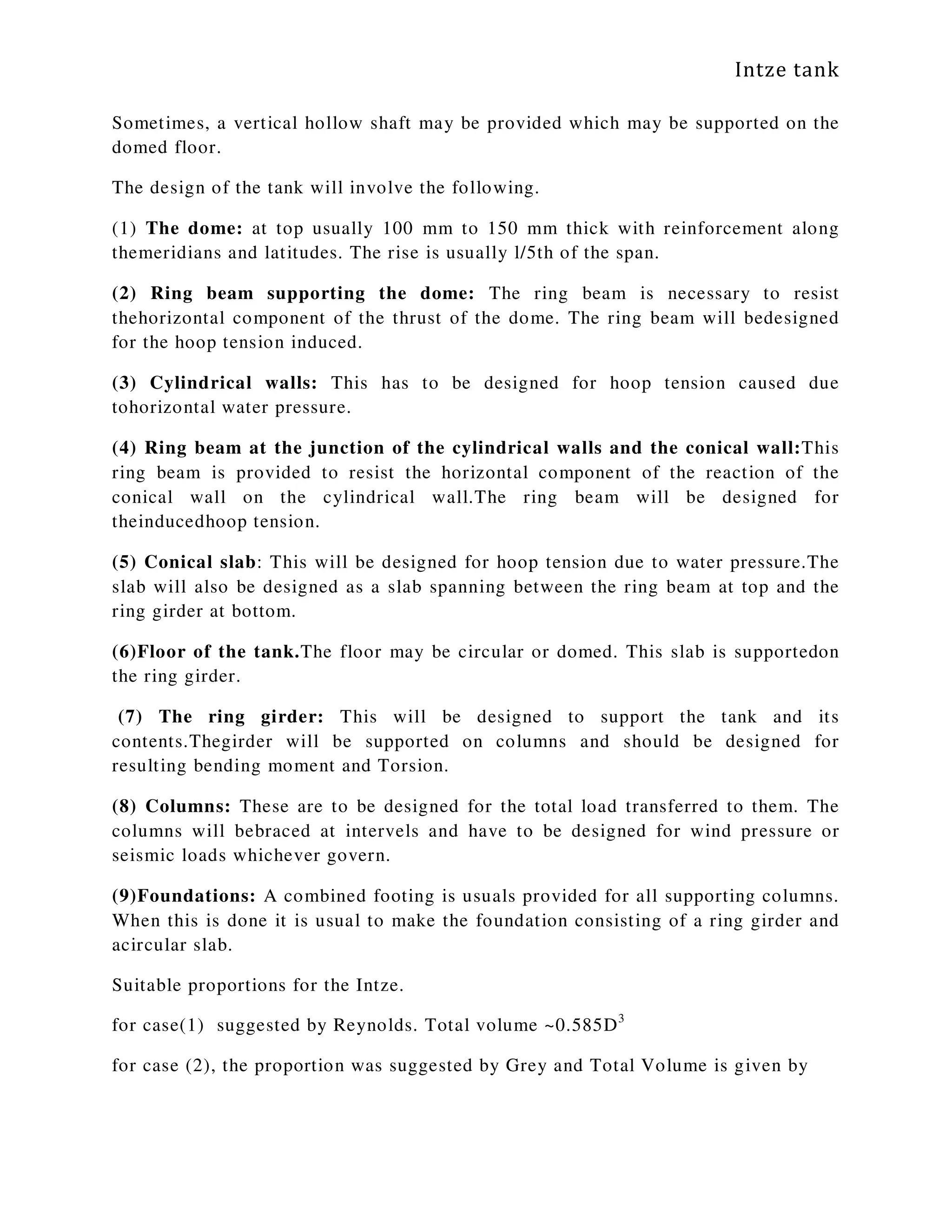 Intze tank design | PDF | Civil Engineering Industry | Industries