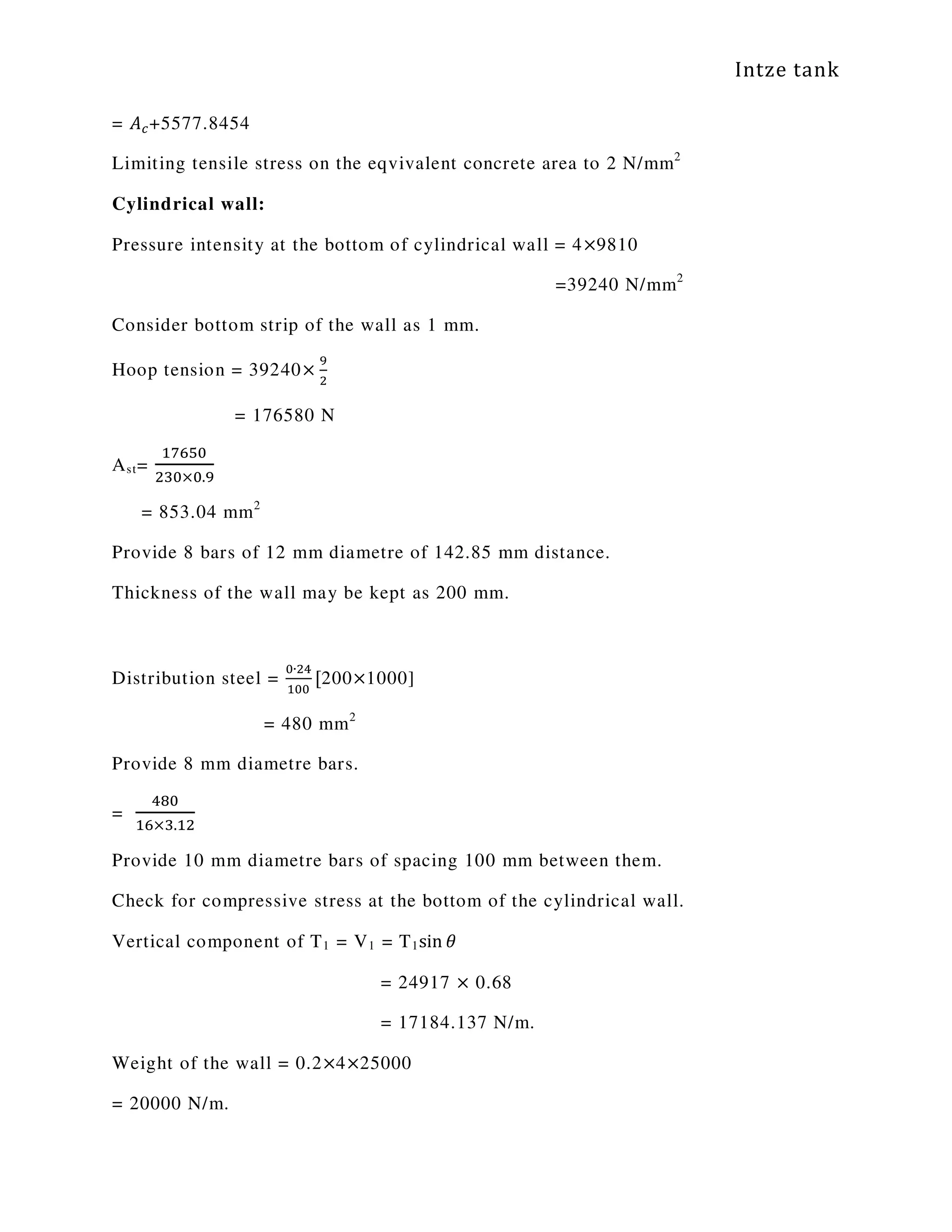 Intze tank design | PDF