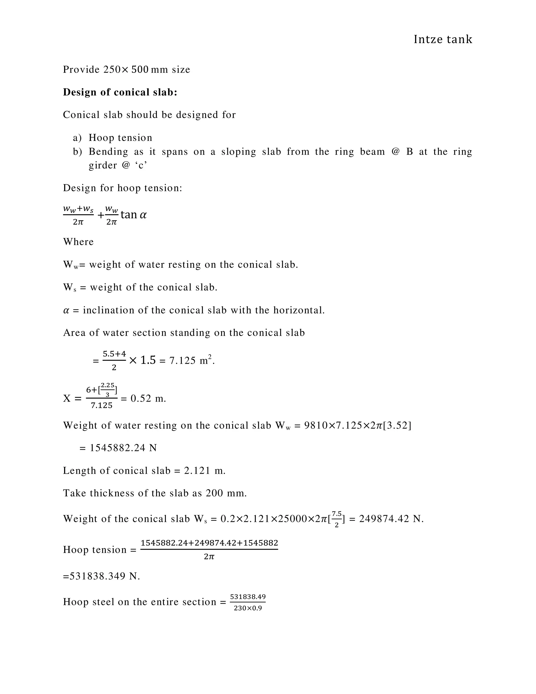 Intze tank design | PDF