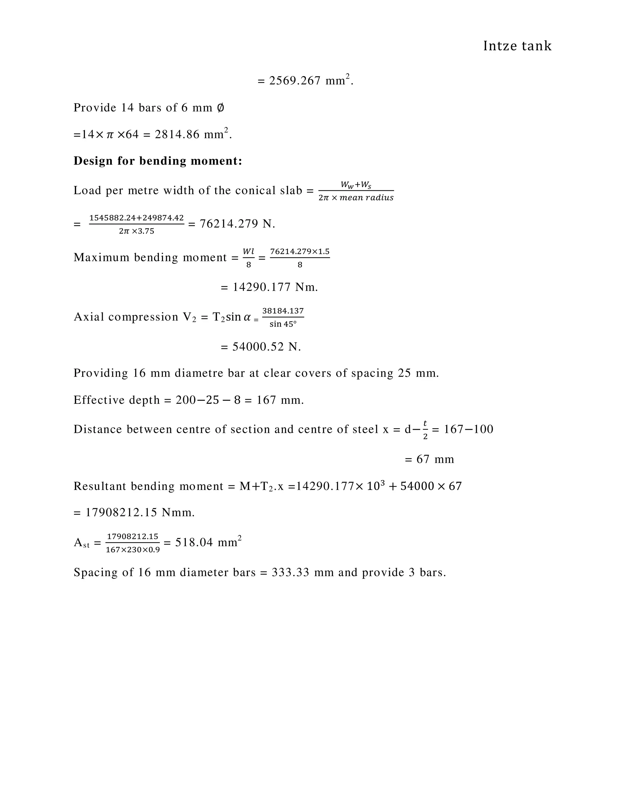 Intze tank design | PDF