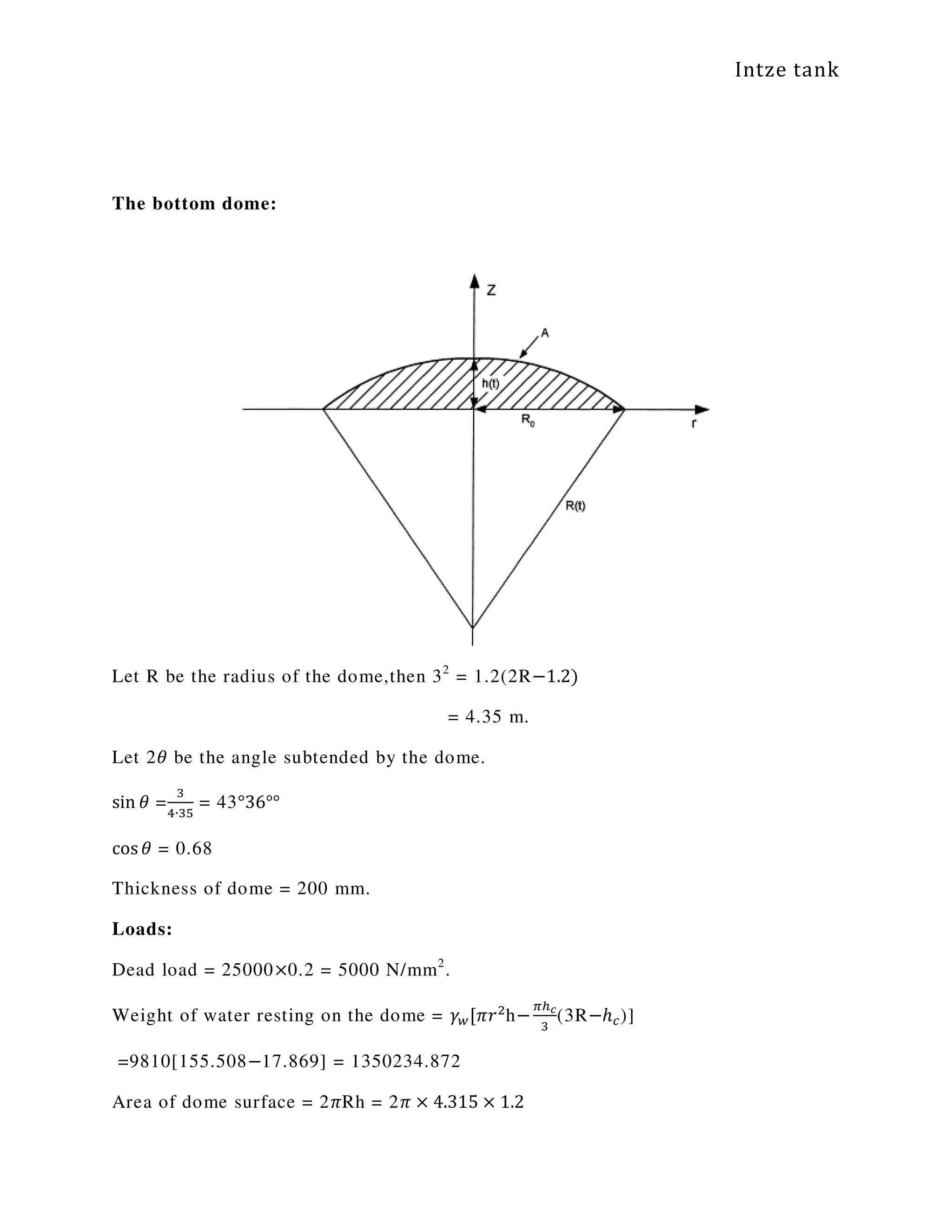 Intze tank design | PDF