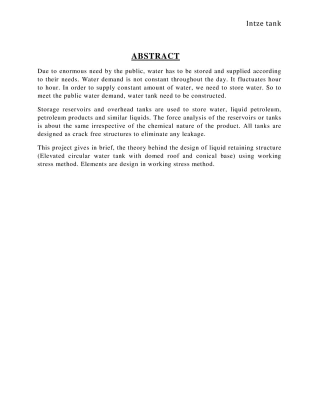 Intze tank design | PDF | Civil Engineering Industry | Industries