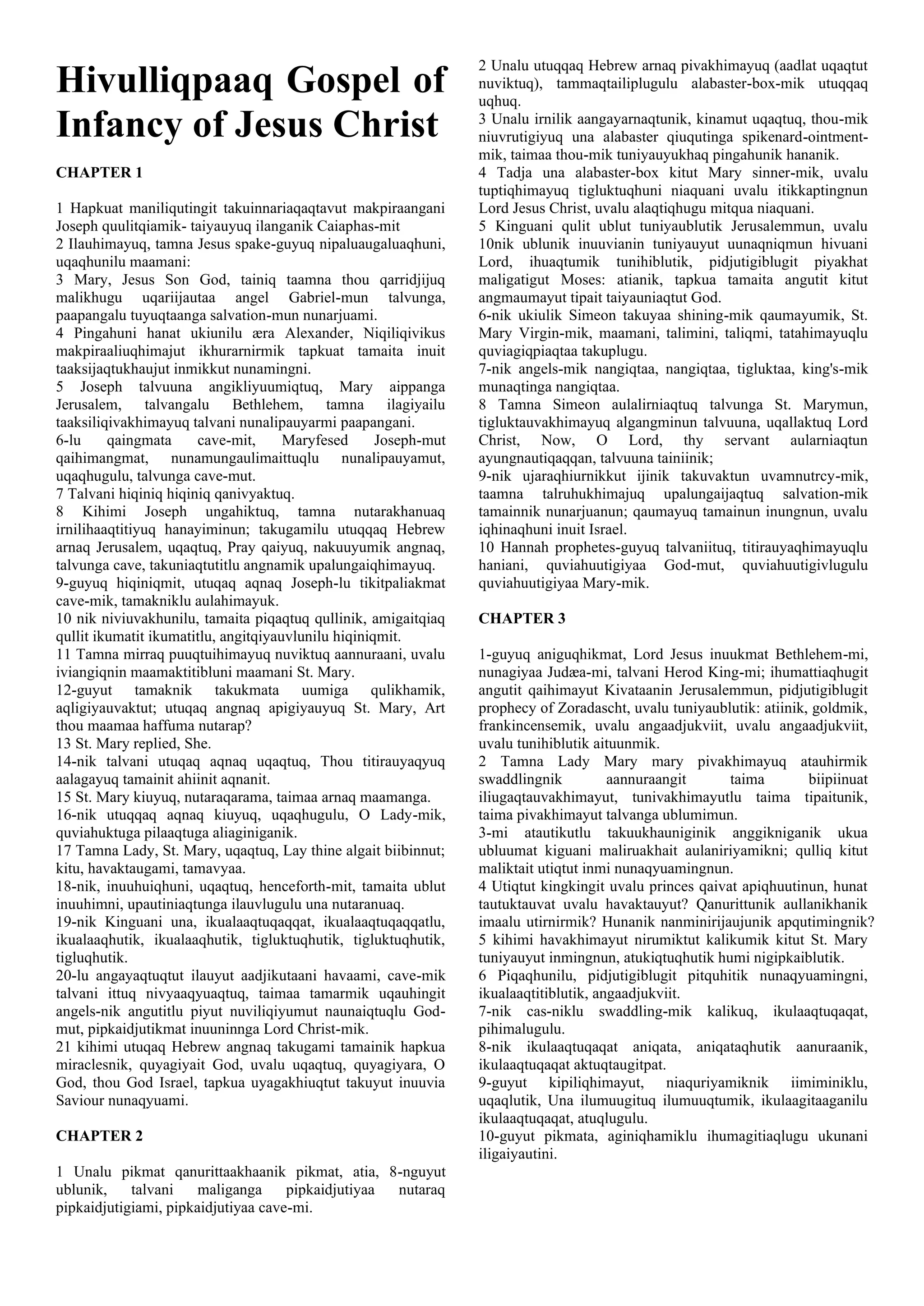 Inuinnaqtun - The First Gospel of the Infancy of Jesus Christ.pdf