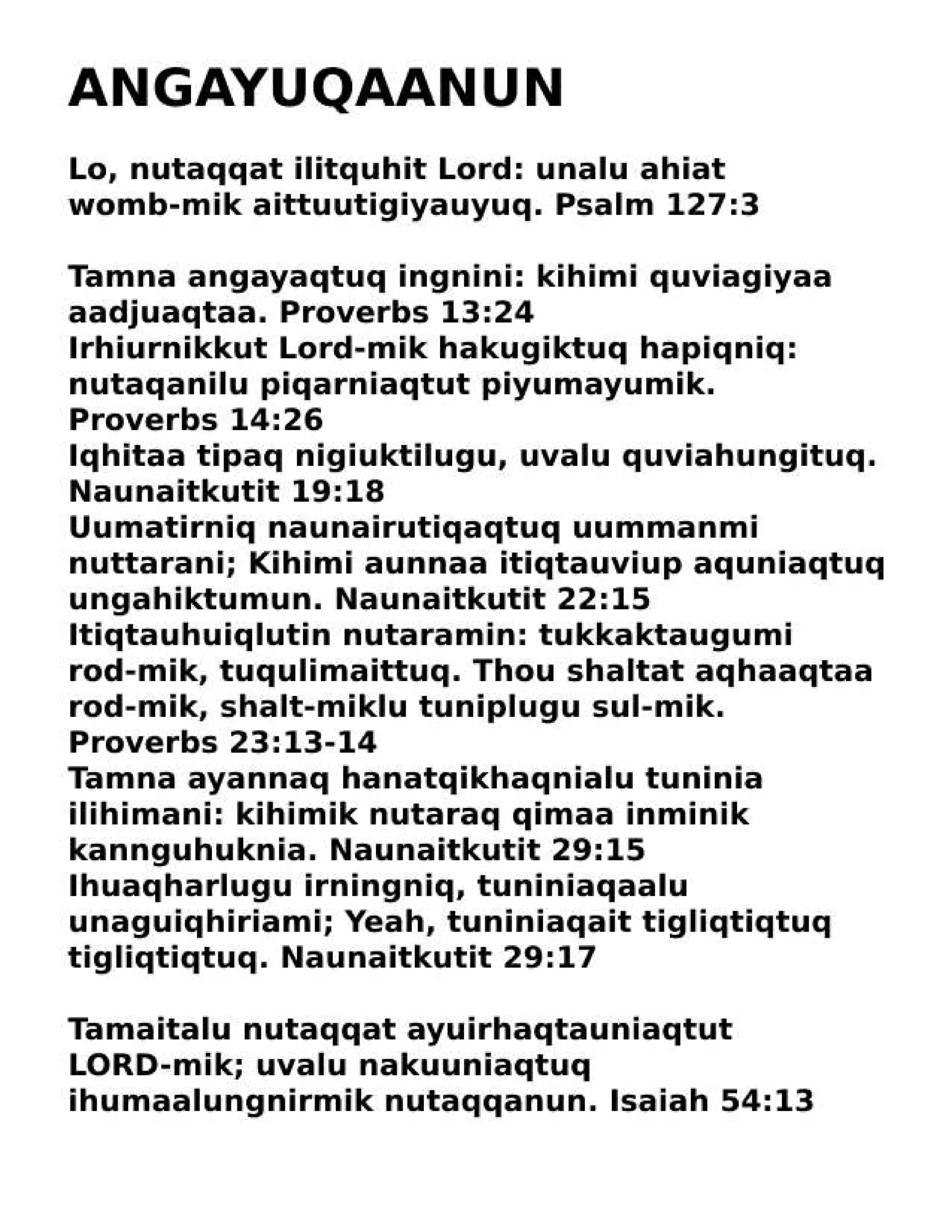 Inuinnaqtun Child Discipline Tract | PDF