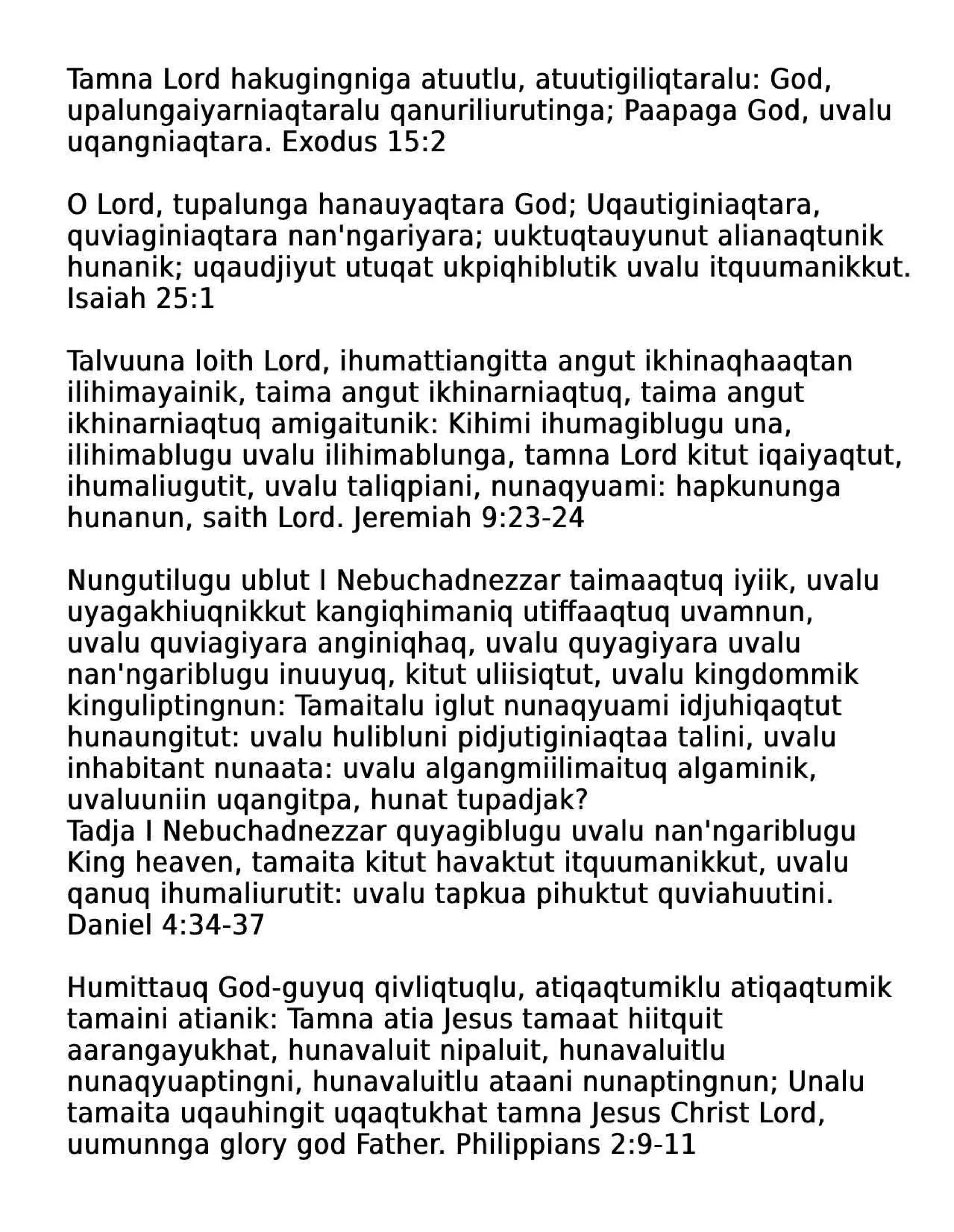 Inuinnaqtun Praise Worship Thanksgiving Tract | PDF