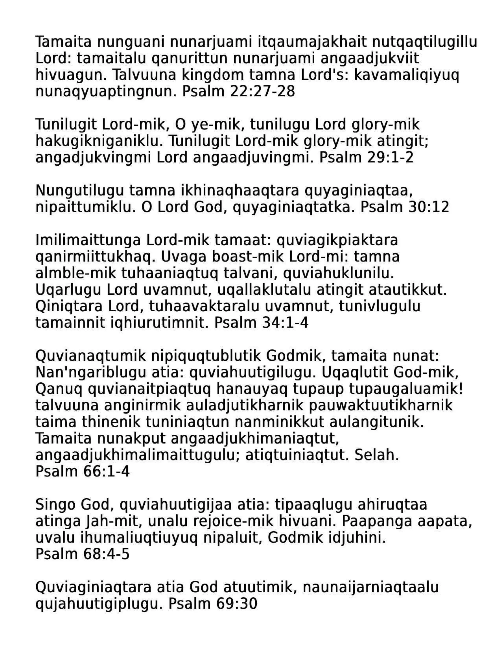 Inuinnaqtun Praise Worship Thanksgiving Tract | PDF