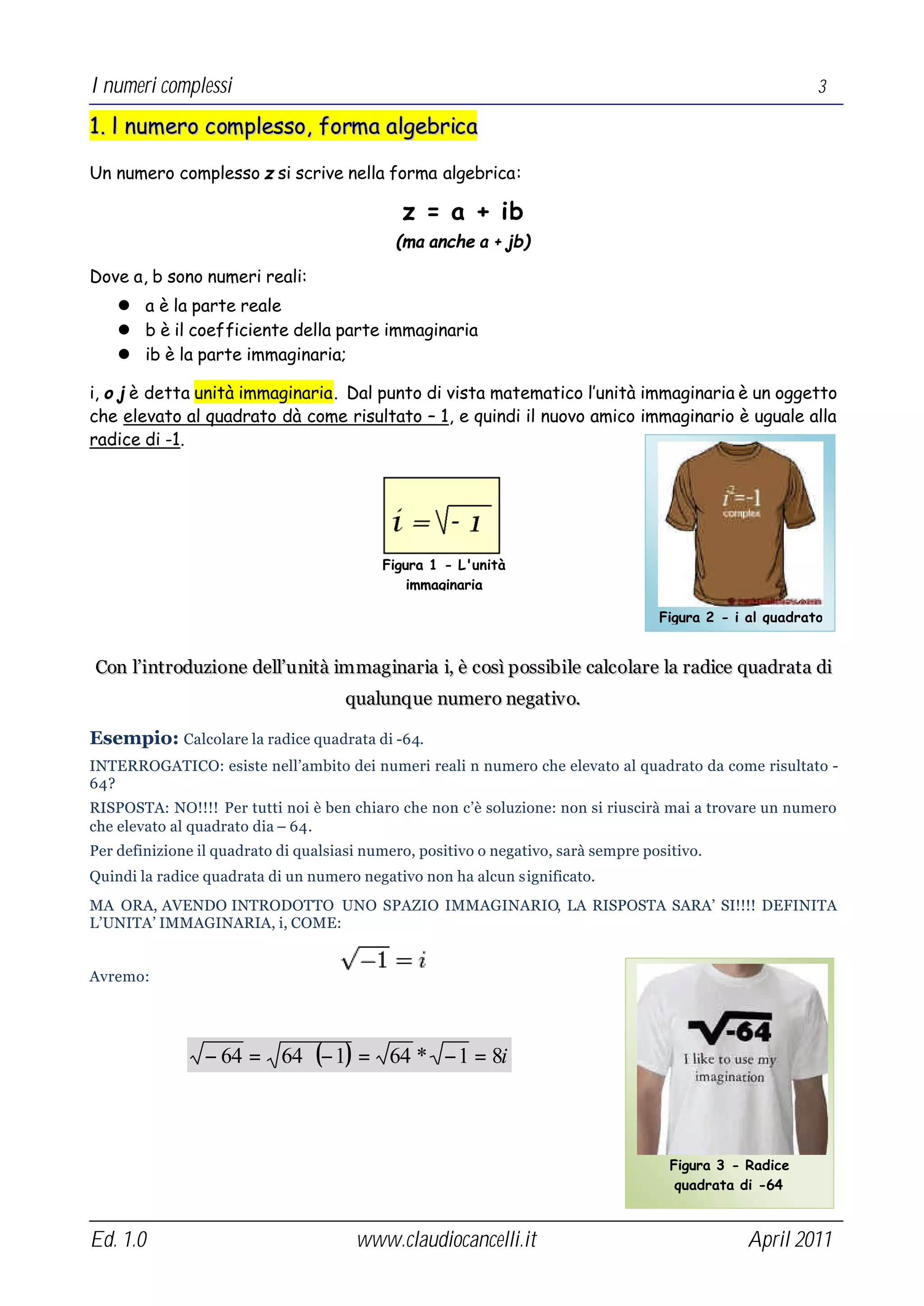 I numeri complessi | PDF