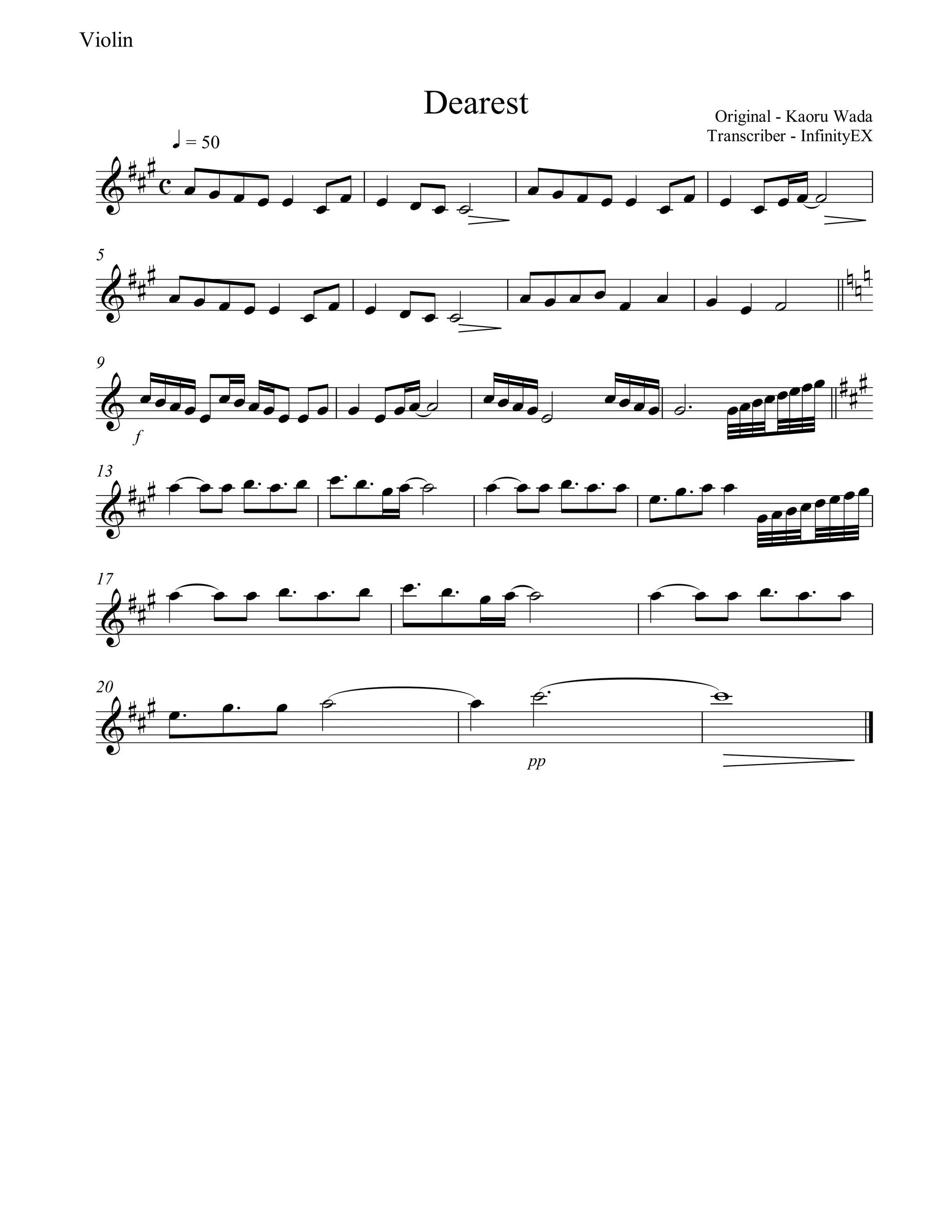 Sheet Music: Inuyasha - Dearest (violin) | PDF