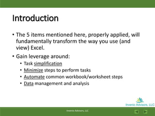 Five Excel Productivity Hacks | PDF