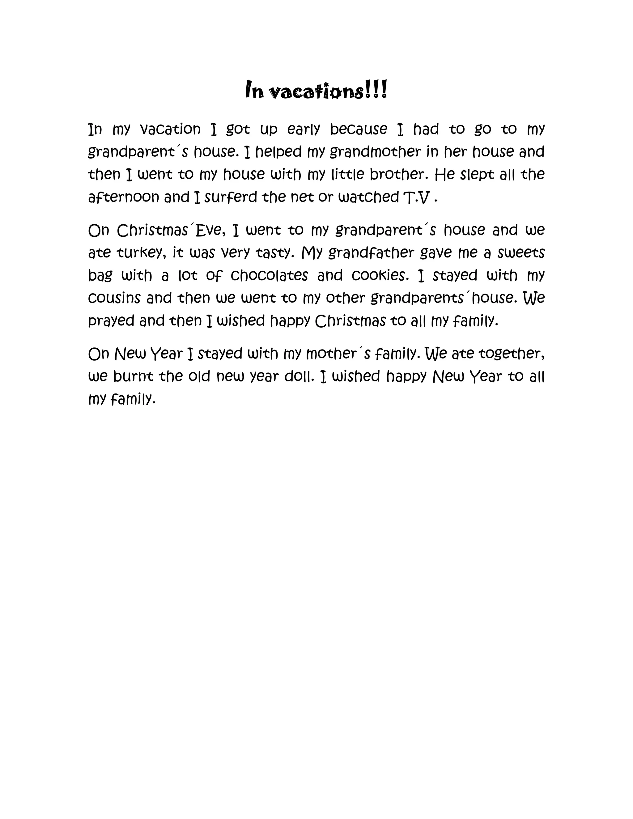 In vacations | DOCX | Holiday | Genres