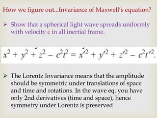 Invariance of Maxwell equation. | PPTX
