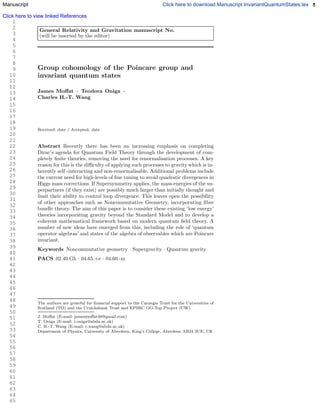 Group Cohomology of the Poincare Group and Invariant States | PDF ...