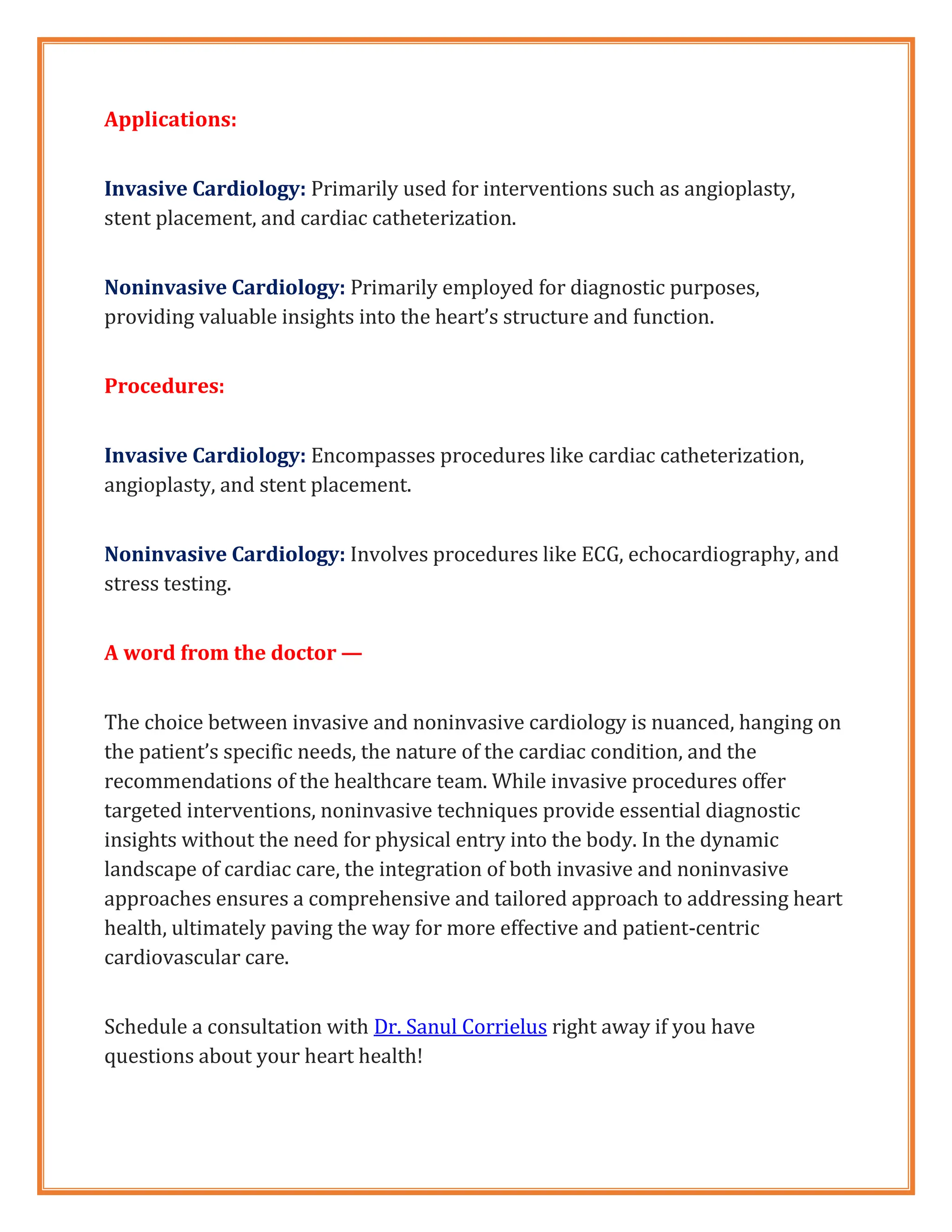 What Are the Differences Between Invasive and Noninvasive Cardiology? | PDF
