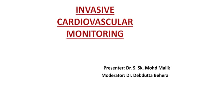 Invasive Cardio-vascular Monitoring.pptx | Heart and Cardiovascular Diseases | Diseases and ...