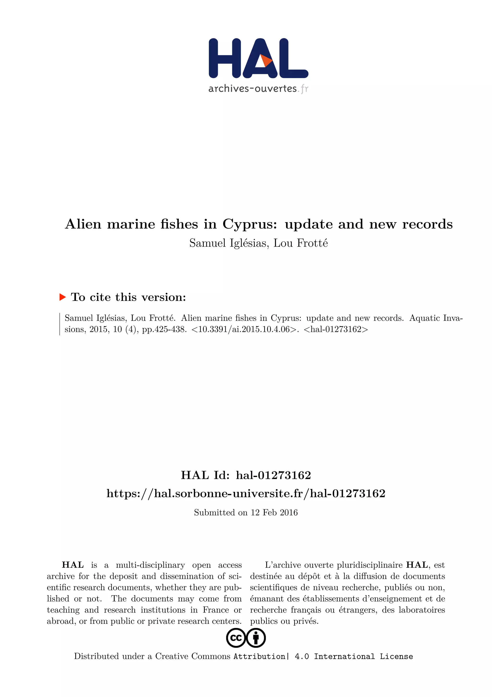 Invasive fish in Cyprus, by I Dive Cyprus | PDF