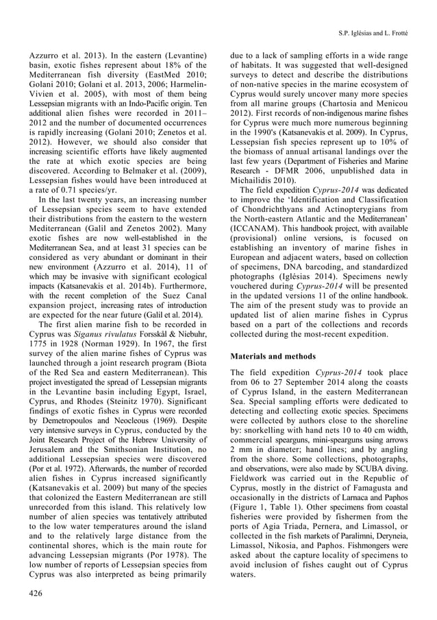 Invasive fish in Cyprus, by I Dive Cyprus | PDF