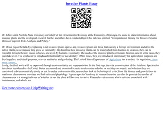 Invasive Plants Essay | PDF
