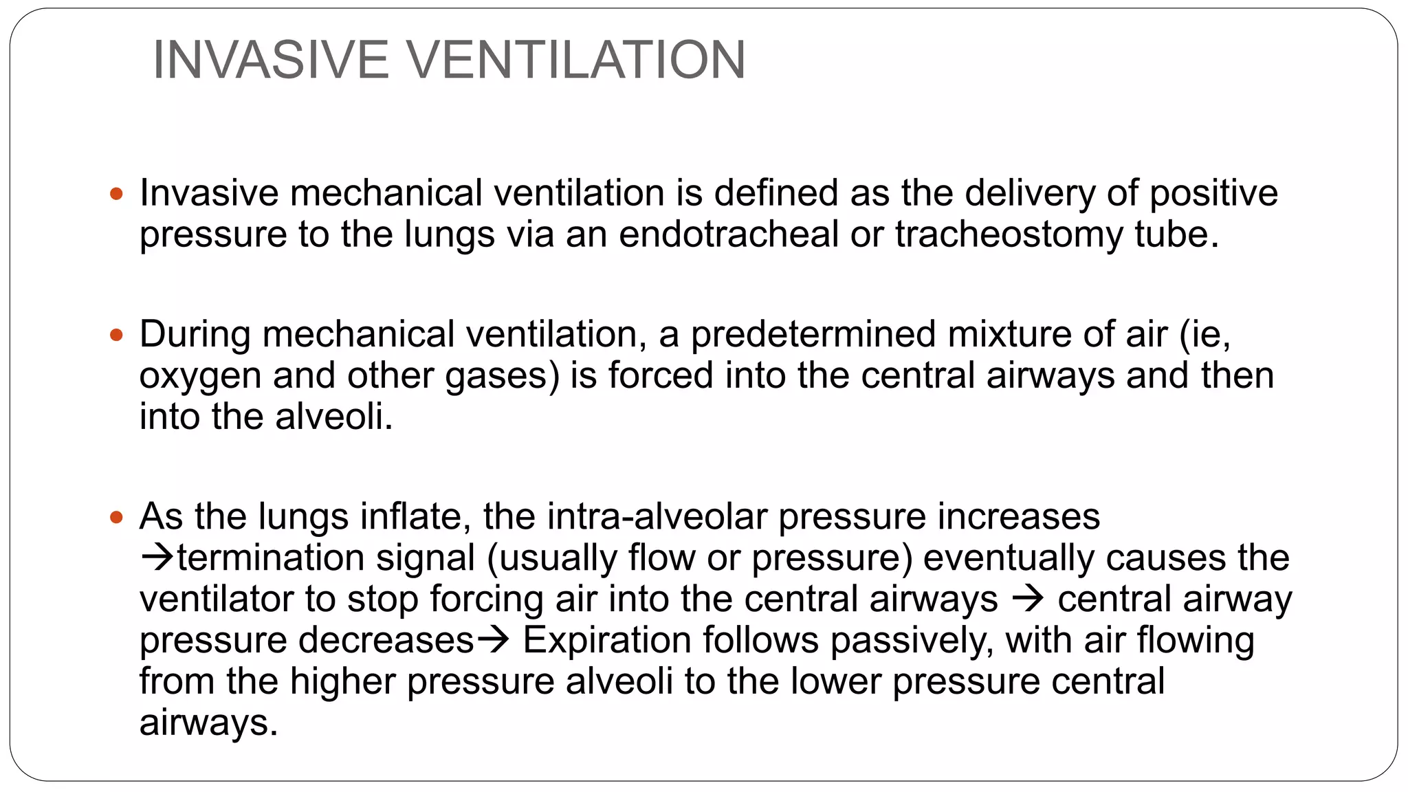 Invasive ventilation indications and weaning d r bikal | PPTX