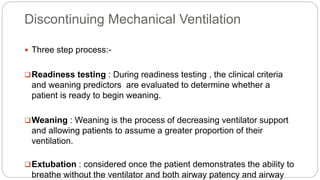 Invasive ventilation indications and weaning d r bikal | PPTX