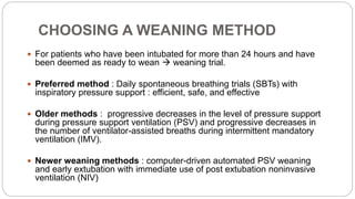 Invasive ventilation indications and weaning d r bikal | PPTX