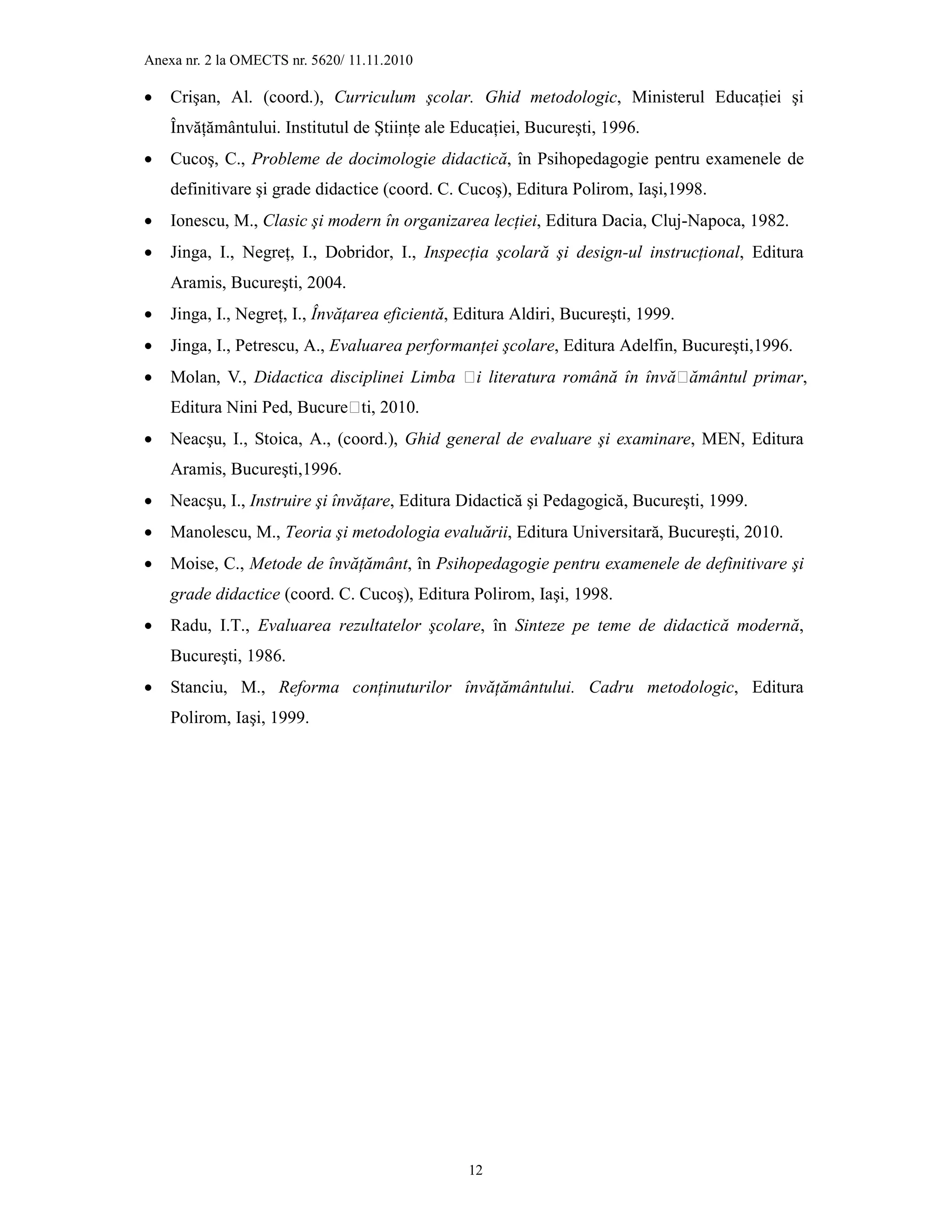 Invatatori - programa examen titularizare | PDF