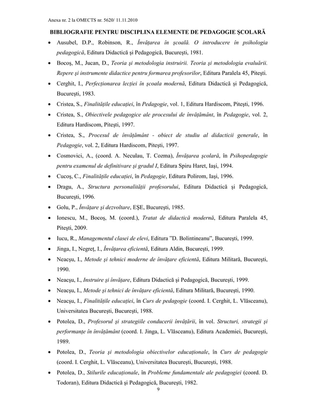 Invatatori - programa examen titularizare | PDF