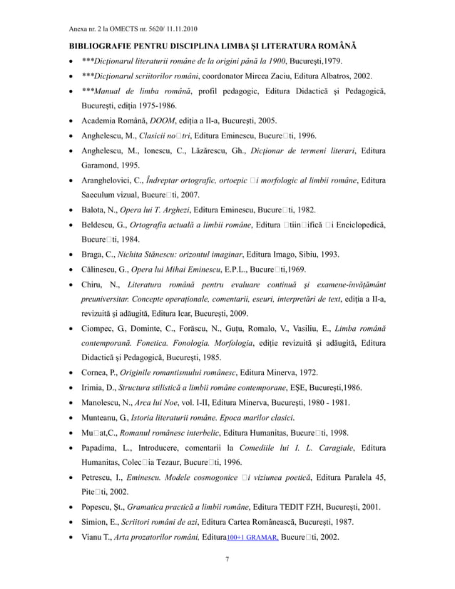 Invatatori - programa examen titularizare | PDF