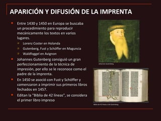 Invencion y difusión de la imprenta | PPT